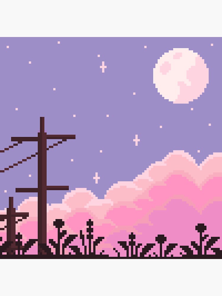 "Pixel Art Pink Sunset" Sticker for Sale by SodPodShop | Redbubble