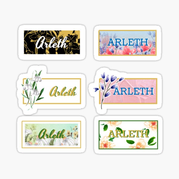 "Arleth name sticker for hydro flask, name sticker image, sticker pack ...