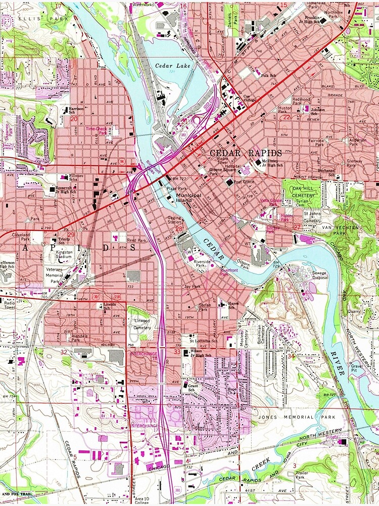 Imprimir Mapa De Cedar Rapids, Iowa Exploring Iowa's Unique Landscapes