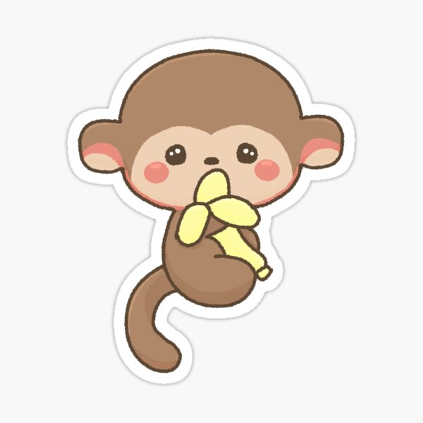 "Cute Banana Monkey" Sticker for Sale by HappyDoodlen | Redbubble