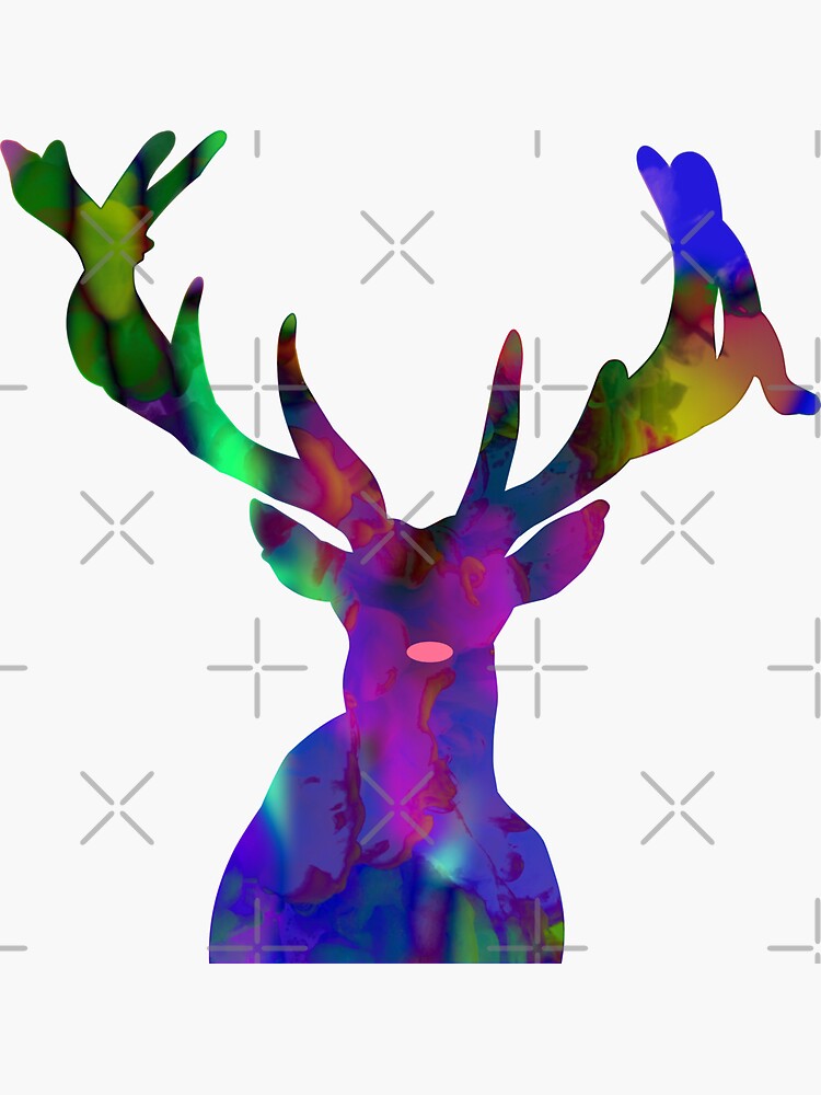 "Reindeer Color Splash Art Graphic" Sticker for Sale by CreativeFaheem ...