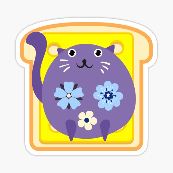 "Cat Flower Toast221" Sticker for Sale by DashaHouse | Redbubble