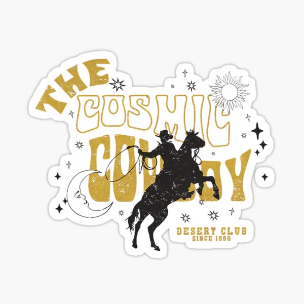 "The Cosmic Cowboy Celestial Western Graphic Vintage Retro" Sticker for ...