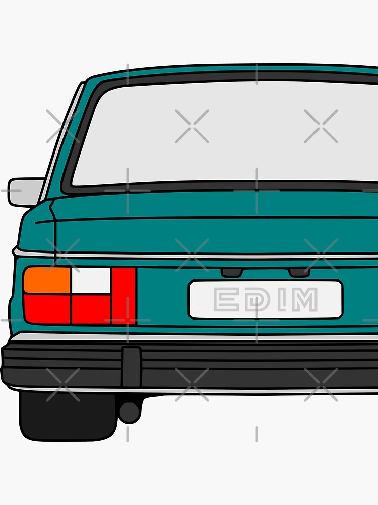 "Volvo 240 242 244 sedan turbo turquoise color rearview" Sticker for ...