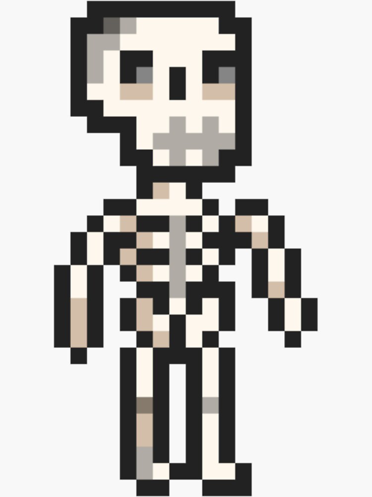 "Spooky Scary Skeleton Halloween Pixel Art" Sticker for Sale by ...