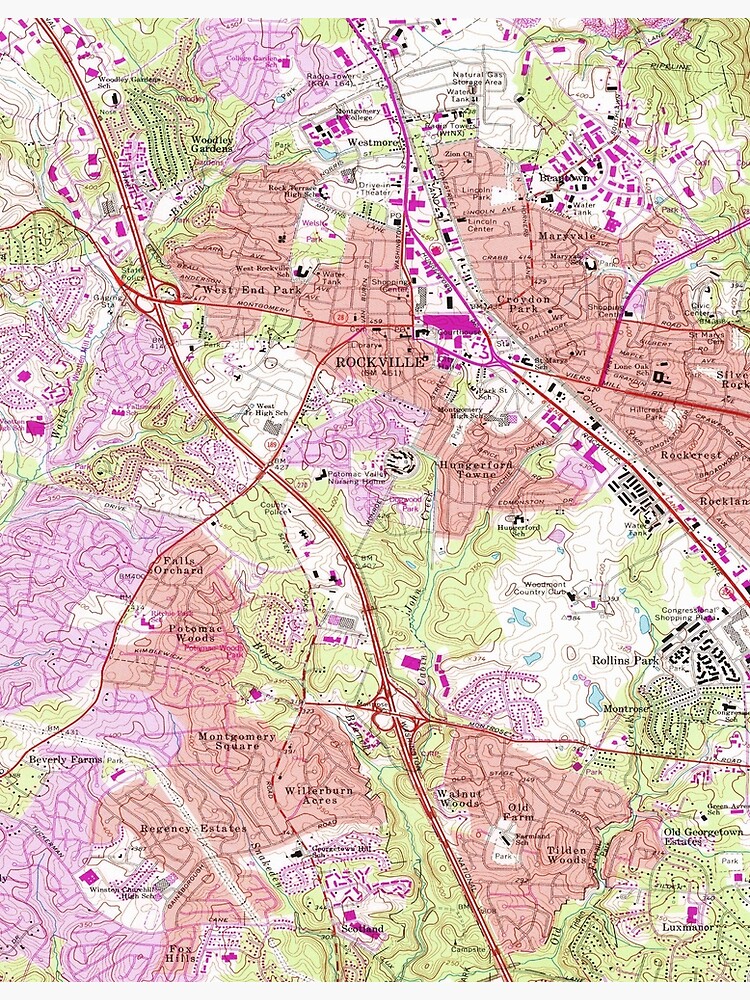 "Vintage Map of Rockville Maryland (1965) " Poster by BravuraMedia ...