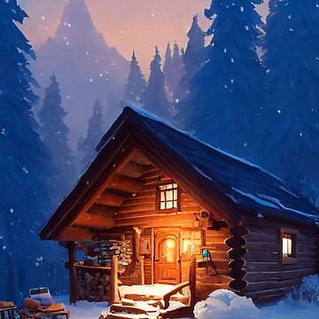 "Cozy Winter Cabin" Poster for Sale by devath | Redbubble