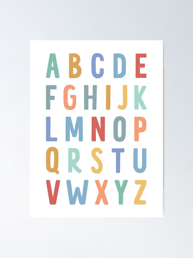 "Alphabet Educational Poster in Pastel Rainbow" Poster for Sale by ...