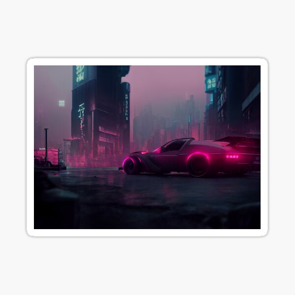 "Cyberpunk Porsche in Cybercity" Sticker by ThunderSlayer | Redbubble