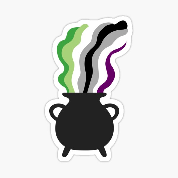 Aromantic Asexual Pride Cauldron Green And Purple Flag Sticker For
