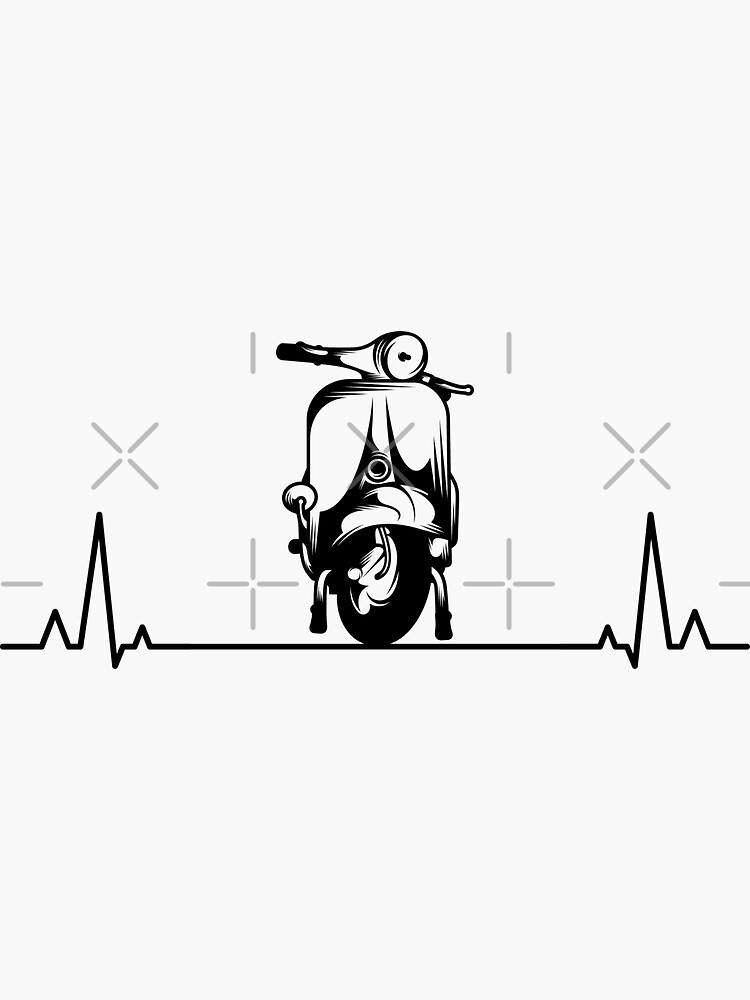 "Scooter Rider Scootering Motorbike Moped Heartbeat Pulse" Sticker for ...