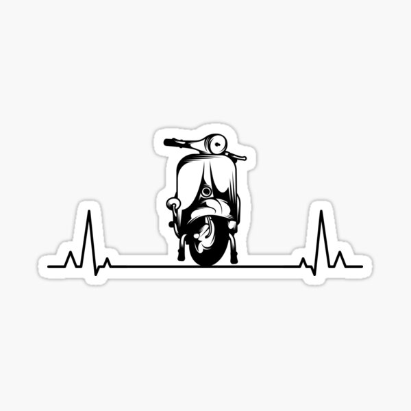 "Scooter Rider Scootering Motorbike Moped Heartbeat Pulse" Sticker for ...