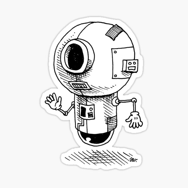 "Floating Friendly Bot" Sticker by awcomix | Redbubble