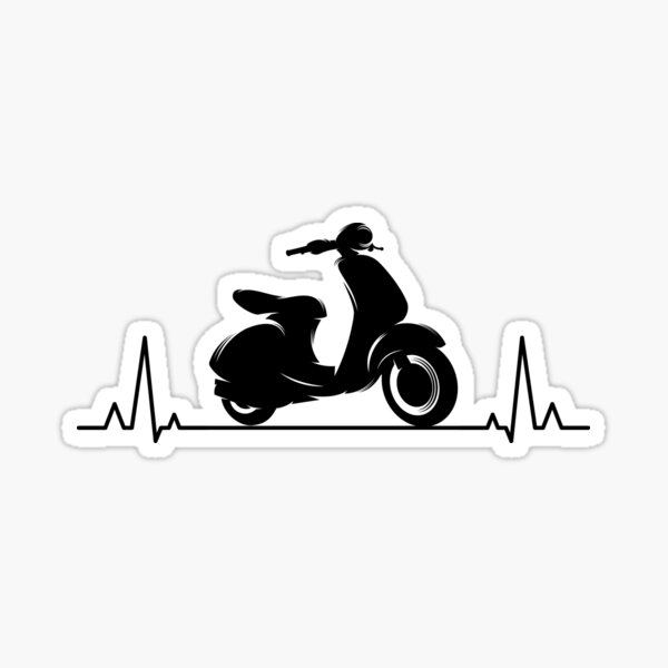 "Scooter Rider Scootering Motorbike Moped Heartbeat Pulse" Sticker for ...