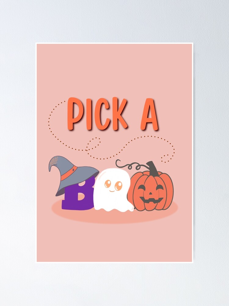"Pick a BOO for this Halloween funny hand-drawn illustration cute ghost ...