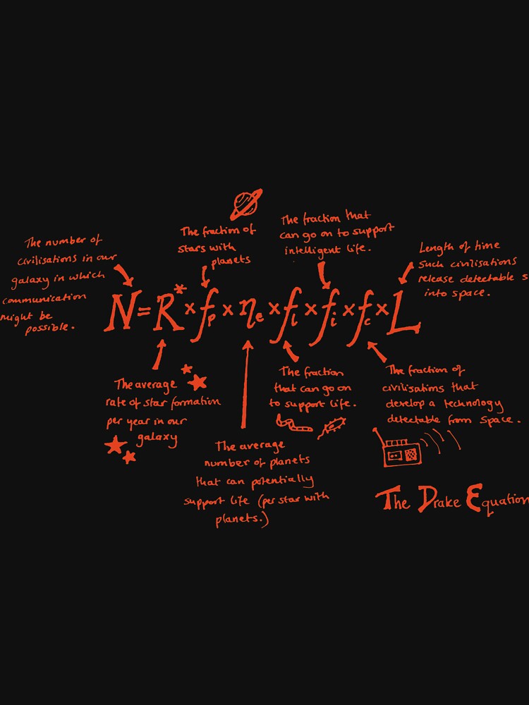"The Drake Equation Red" T-shirt for Sale by DrTigrou | Redbubble ...