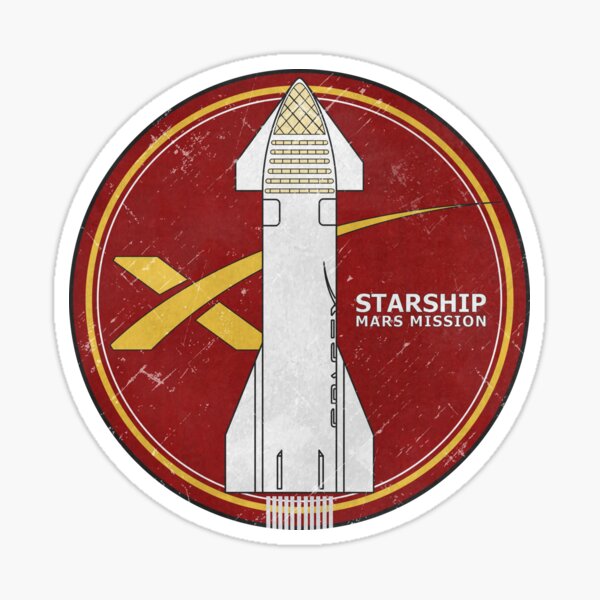 "Starship: Mars Mission Badge" Sticker for Sale by BGALAXY | Redbubble