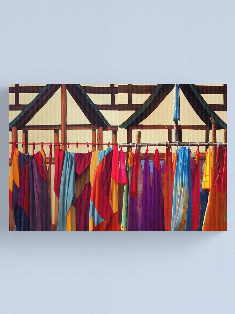 "Abstract Concept Art of Korean Hanboks on Clothesline - Created by ...