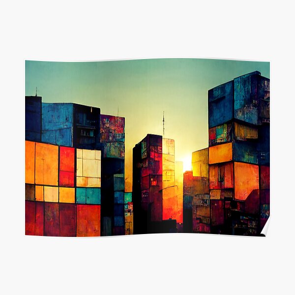 "Urban sunset (Cubism style)" Poster for Sale by DejaReve | Redbubble