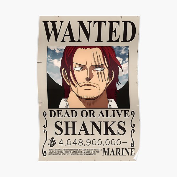 Akagami Shanks Wanted Poster For Sale By Lily Pinkbubble Redbubble