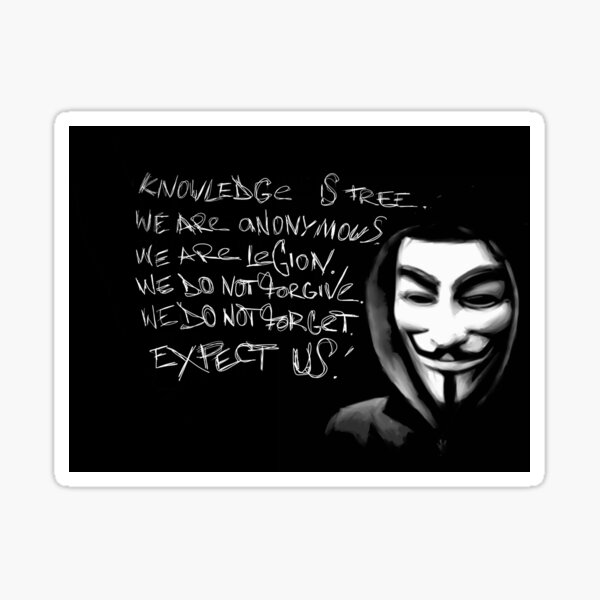 "Anonymous Slogan" Sticker for Sale by Zelius | Redbubble