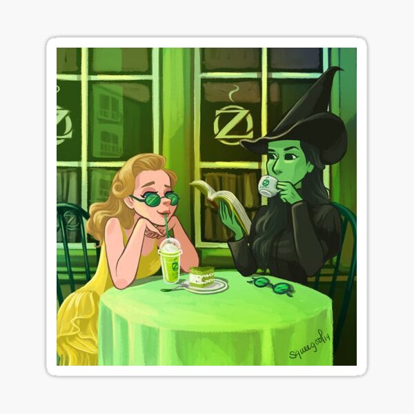 "Wicked- Glinda and Elphaba Coffee" Sticker for Sale by Gigialbus ...