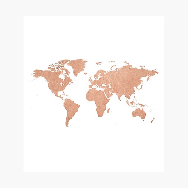 "Rose Gold Foil Map of the World " Photographic Print for Sale by ...