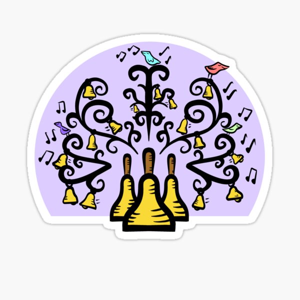 "Three Handbells Tree Of Music Purple Circle" Sticker for Sale by ...