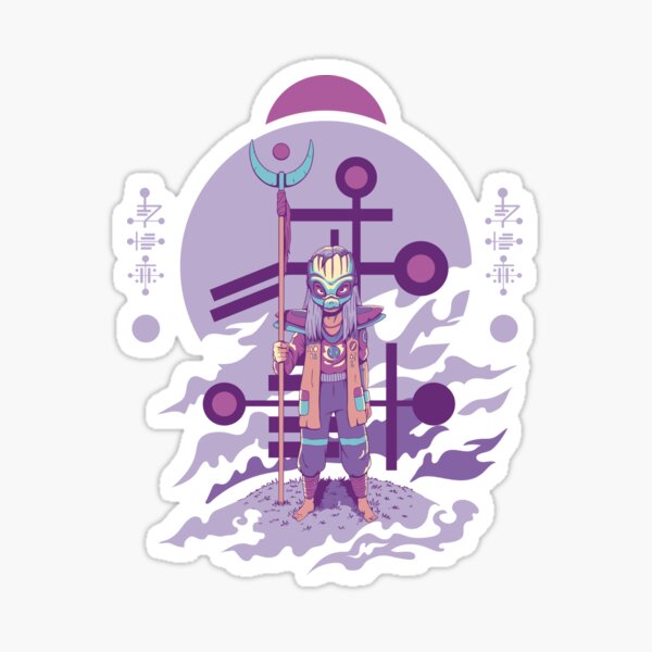 "Comic-style humanoid creature with a tall staff" Sticker for Sale by ...