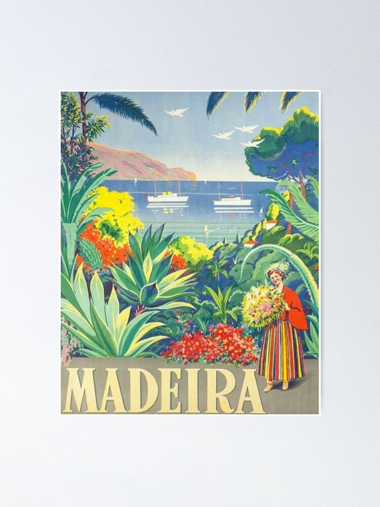 "Madeira Portugal Vintage Travel Poster | Portuguese Tourism Art Poster ...