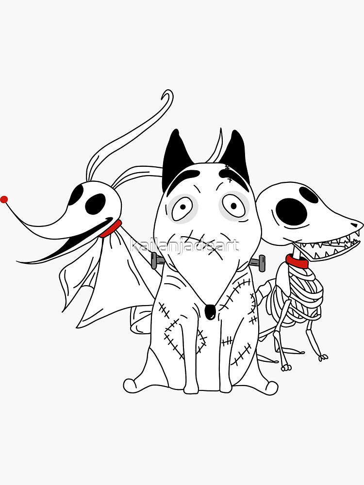 "Sparky, Zero, and Scraps" Sticker for Sale by kailanjadeart | Redbubble