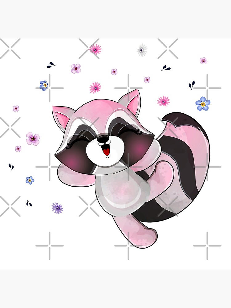 "Baby raccoon and happy dance" Poster for Sale by SholtzDesign | Redbubble
