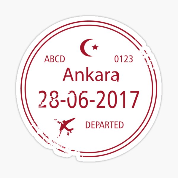 "Turkey, Ankara - Passport Stamp" Sticker for Sale by Sejmen | Redbubble