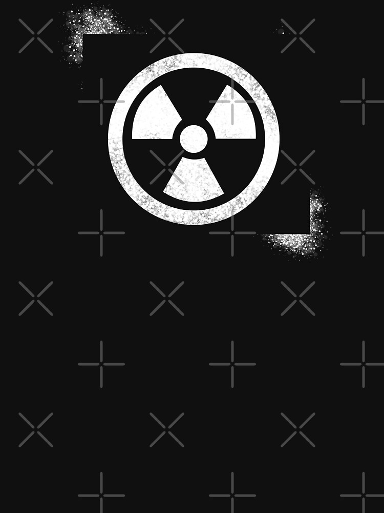 "Cool Nuclear Radiation Fallout Symbol in Stencil Brush White Color ...