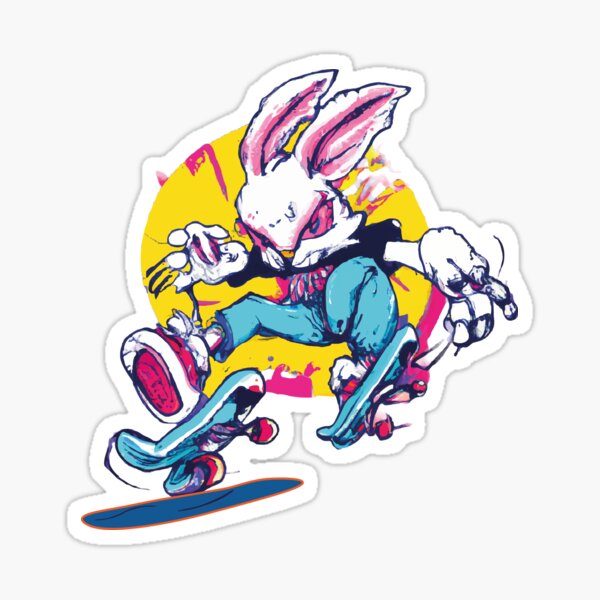 "Cool And Skateboarding Bunny" Sticker for Sale by PetyAnimals | Redbubble
