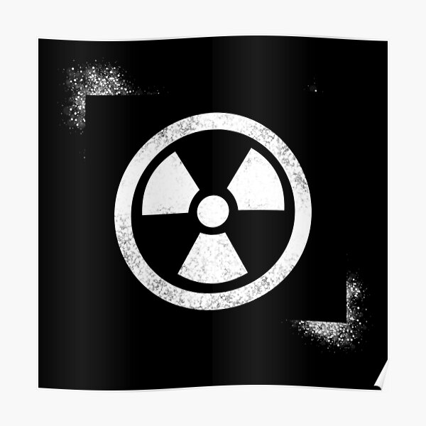 "Cool Nuclear Radiation Fallout Symbol in Stencil Brush White Color ...