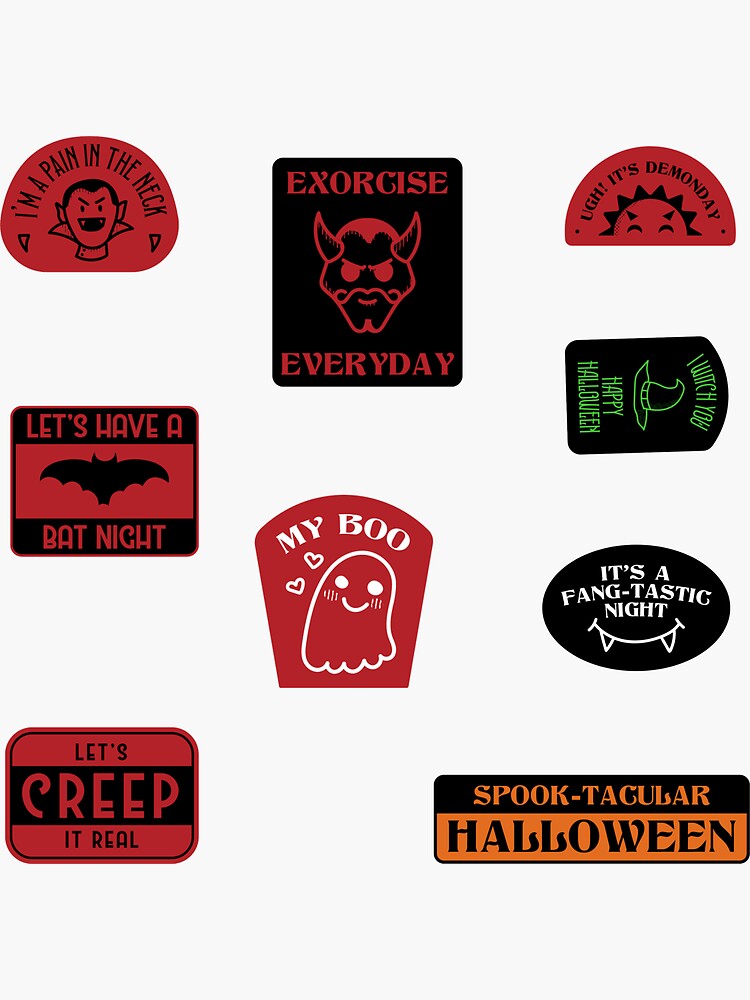 "Cute spooky Halloween sticker set for a fun party" Sticker for Sale by ...