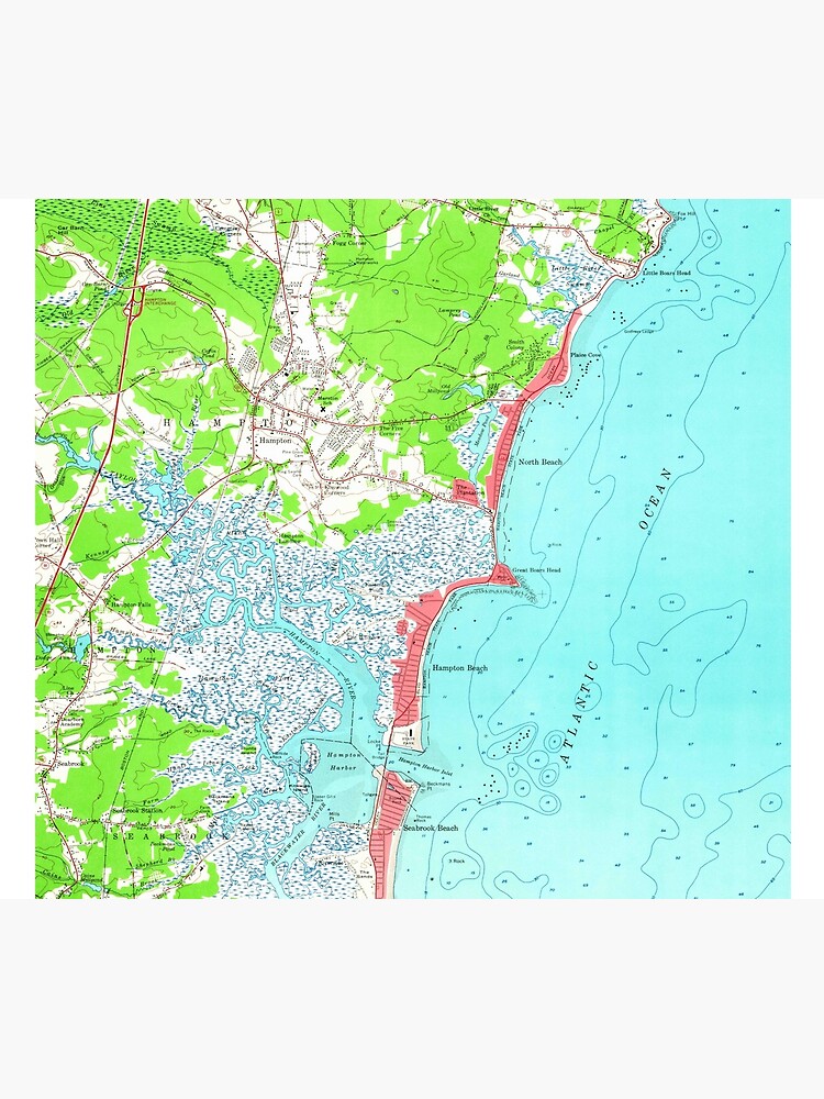 "Vintage Map of Hampton Beach New Hampshire (1957)" Tapestry by ...