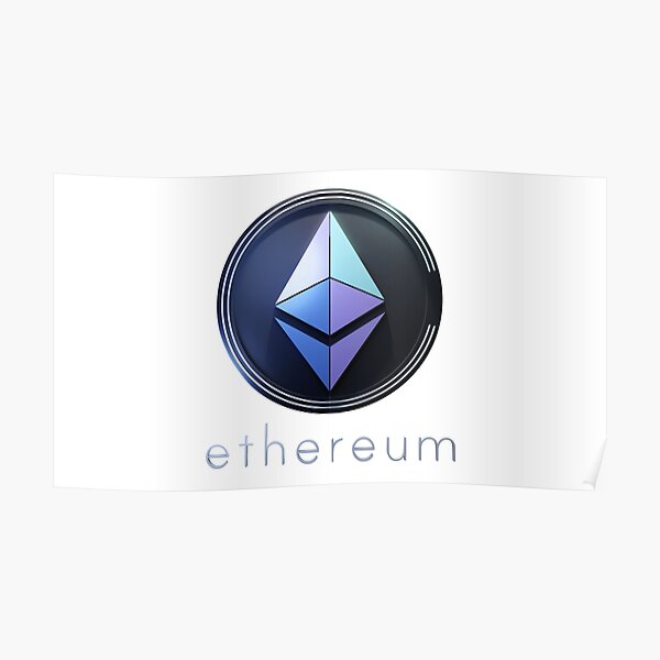 "Ethereum logo and coin with font" Poster for Sale by ColorCube1 ...
