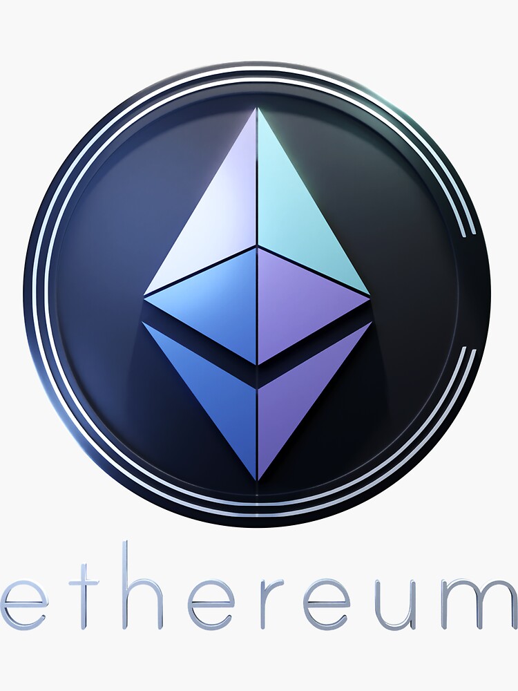"Ethereum logo and coin with font" Sticker for Sale by ColorCube1 ...