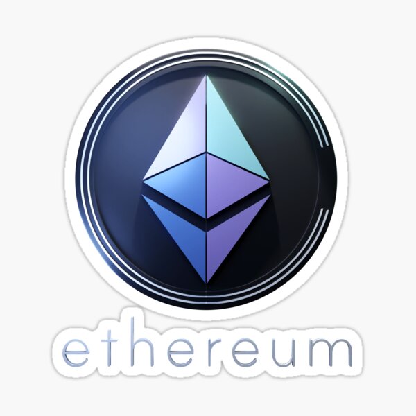 "Ethereum logo and coin with font" Sticker for Sale by ColorCube1 ...
