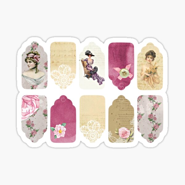 "vintage victorian ladies tags, romantic rose texture, floral themed ...