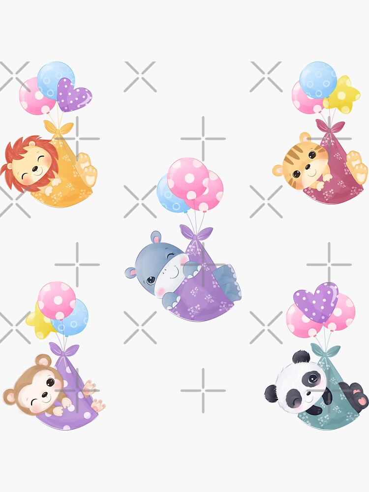 "Cute Baby Animals at balloon cot" Sticker for Sale by masterqmanyt ...