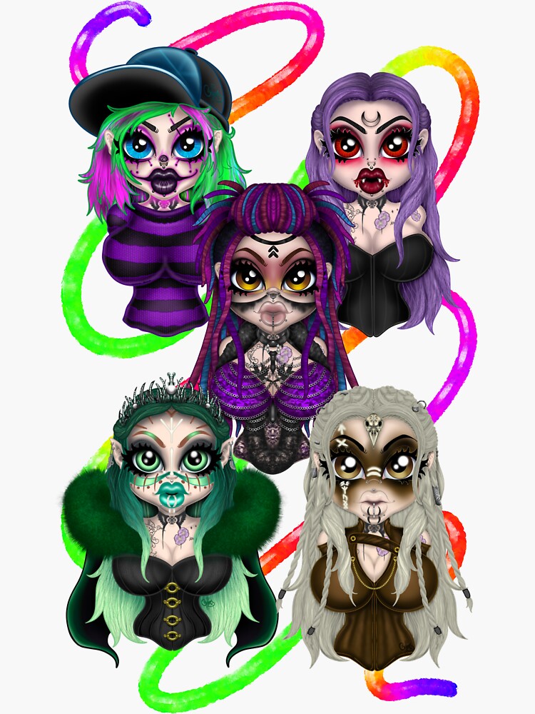 "The Fierce 5 swirl (Bust edition)" Sticker for Sale by Darkangelx666 ...