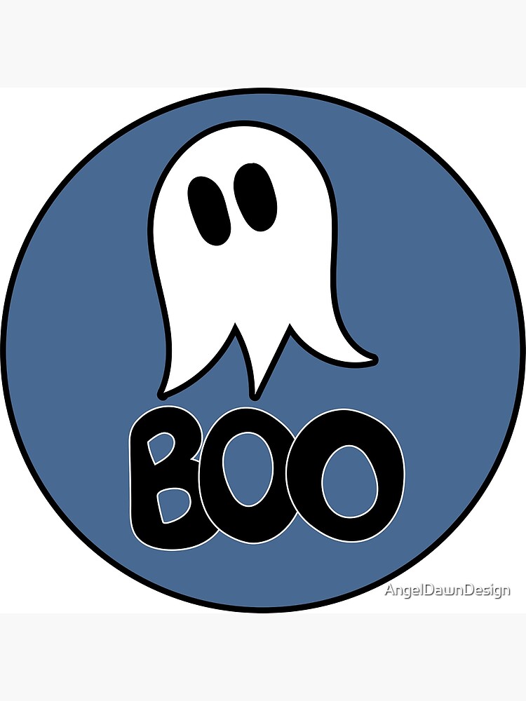 "Cute ghost cartoon BOO text circle frame blu" Poster for Sale by ...