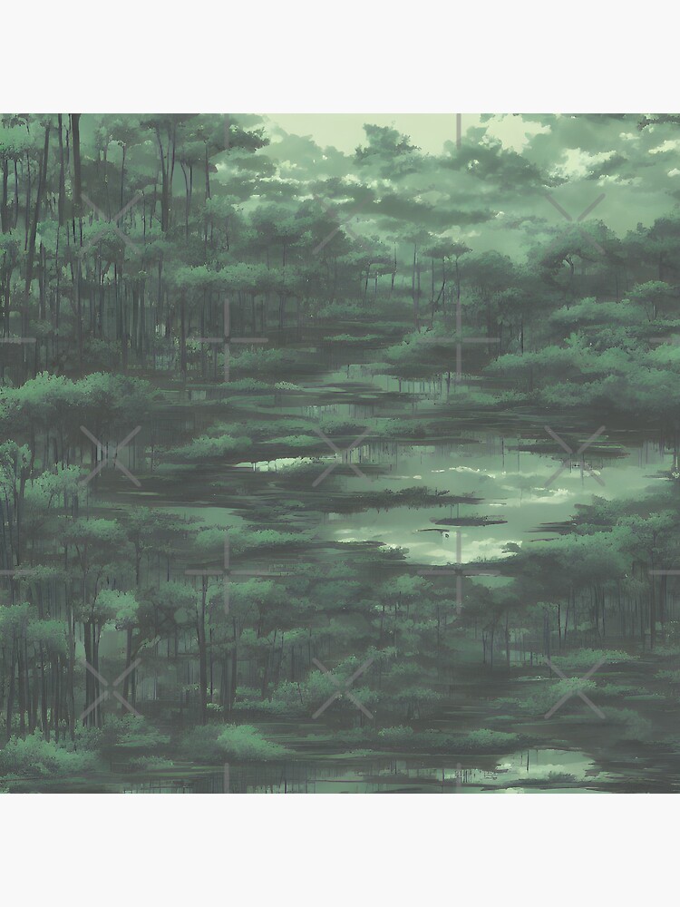 "A landscape of a Glorious swamp in the style of an anime background ...
