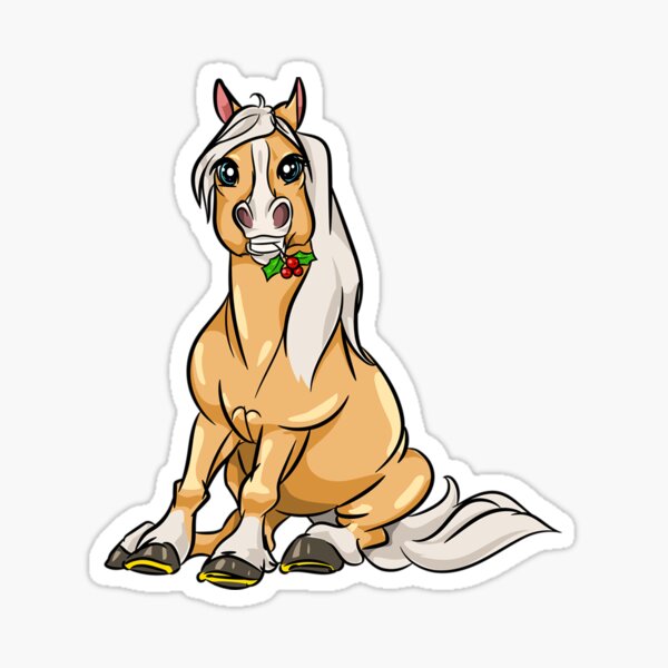"Cute Haflinger Horses Girl Funny Comic Horse Riding" Sticker for Sale ...
