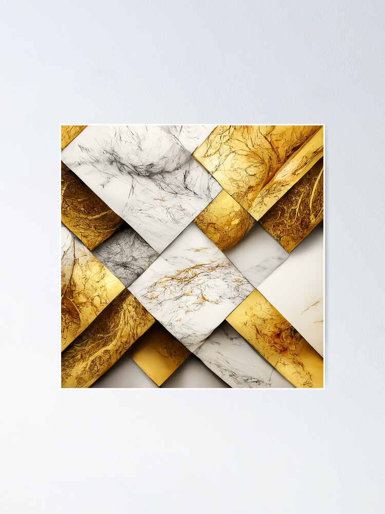 "Gold and White Marble Tiles Pattern" Poster for Sale by CommandArt ...