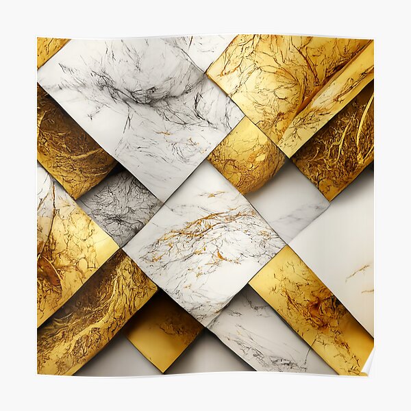 "Gold and White Marble Tiles Pattern" Poster for Sale by CommandArt ...