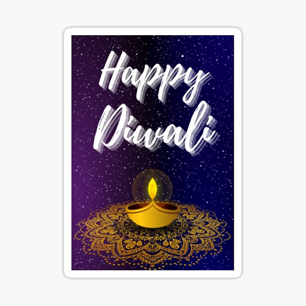 "Happy Diwali With Diya" Sticker for Sale by Design-Maniya | Redbubble
